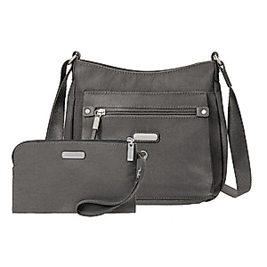 Baggallini Womens Uptown Bagg With Rfid Phone Wristlet Handbags, Gray, One Size US