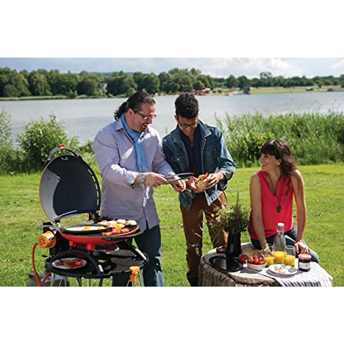 Napoleon TravelQ TQ2225PO Portable Gas Grill, 225 sq. in, Orange