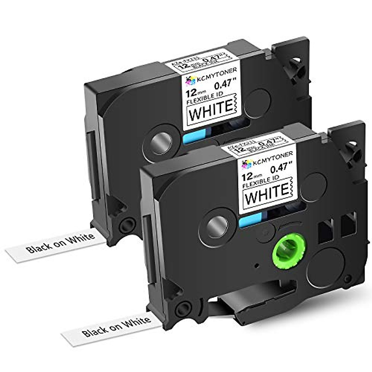 KCMYTONER Flexible Label Tape Compatible for Brother P Touch TZe-FX231 TZE-231 TZ-231, 12mm 0.47 Laminated White Flexible-ID Cable/Wire Tape for PTD210 PTH110 PT-D400 Label Maker, 2-Pack