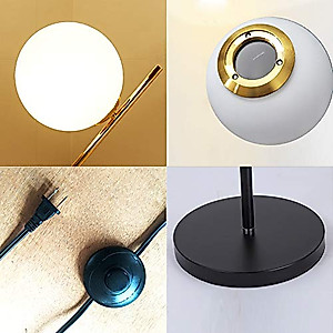 Hsyile Lighting KU300207 Modern Creative White Glass Ball Floor Lamp for Living Room,Bedroom,Office,Hotel,1 Light