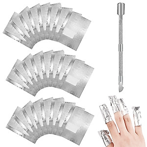 100 Pcs Nail Polish Remover Foil Nail Wraps Soak off Foils Cotton Pads Aluminium with Cuticle Pusher Aluminium Foil Nail Remover with Pre-attached Lint-free Pads100 Pcs Foil Nail Wraps Soak off Foils
