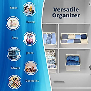 Ecomm Pros, 10 Pack Fabric Drawer Dividers Dresser Organizer, 92 Cell Underwear Organizer, Sock and Bra Organizer- Perfect Drawer Organizers for Clothing, Baby Clothes Nursery Drawer Organizer Storage