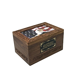 NWA Photo Cremation Urn For Human Ashes with Custom Engraving, Large Wooden Funeral Cremation Urn