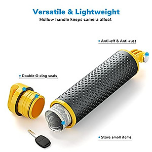 Sametop Floating Hand Grip Waterproof Handle Compatible with GoPro Hero 11, 10, 9, 8, 7, 6, 5, 4, Session, 3+, 3, 2, 1, Hero (2018), Fusion, Max, DJI Osmo Action Cameras (Yellow)