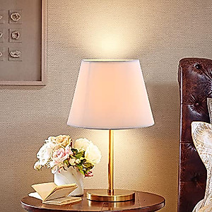 Drum Lamp Shades Set of 2, 8.5" Diameter x 6" Diameter x 6.4" High White Lampshade, Small Modern Classic Fabric Lamp Shades for Table Lamp, Wall Lamp