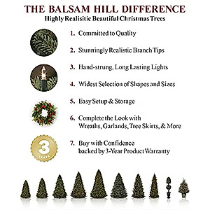 Balsam Hill 7ft Premium Pre-lit Artificial Christmas Tree 'Traditional' Classic Blue Spruce with Clear LED Lights, Storage Bag, and Includes Fluffing Gloves, and Extra Bulbs