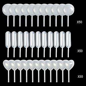 150pcs 4ml plastic droppers pipettes,Plastic Pipettes, Heart Round Rectangular Plastic Squeeze Transfer Pipettes Suitable for Chocolate, Cupcakes, Strawberries