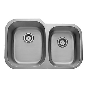 Wells CMU3221-97-16 Craftsmen Series Stainless Steel Kitchen Sink, 32" 60/40, Brushed Matte Finish