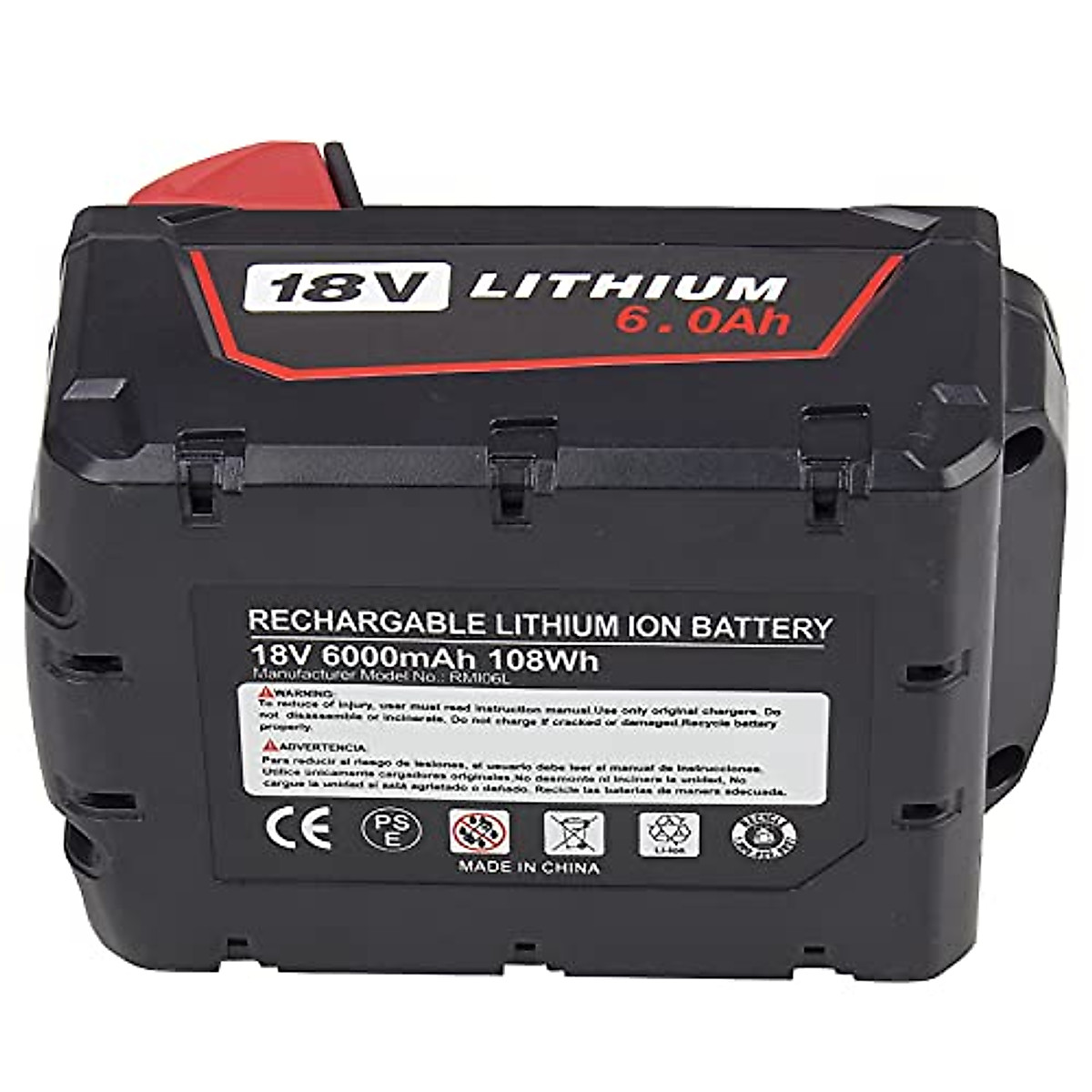 2 Packs 18V 6.0Ah Replacement 48-11-1860 Battery Compatible with Milwaukee M18 Battery Lithium 48-11-1862 48-11-1850 48-11-1840 48-11-1828 48-11-1820 48-11-1815 Cordless Tools Batteries