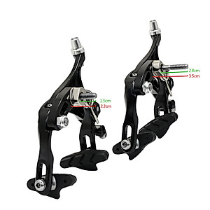 TEKTRO R369 Caliper Brake Set Long Reach 53-73mm, Black, MH2654