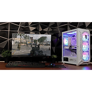 ViprTech Ghost 2.0 Gaming PC - AMD Ryzen 5 5600G (12-LCore 4.4Ghz), RTX 3060 12GB, 32GB DDR4 3200, 1TB NVMe SSD, 600W Gold PSU, VR-Ready, Streaming, RGB, Win 11, Warranty, White Desktop Computer