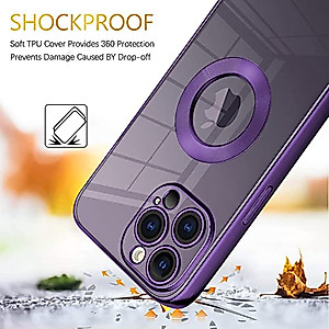 LSL iPhone 14 Pro Max Luxury Purple Case with Camera Protector & Clear TPU Shockproof Protective Logo View