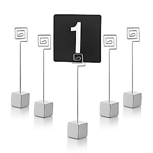 New Star Foodservice 27938 Wire Square Base/Table Number Holder/Number Stand/Place Card Holder, 7-Inch, Set of 5