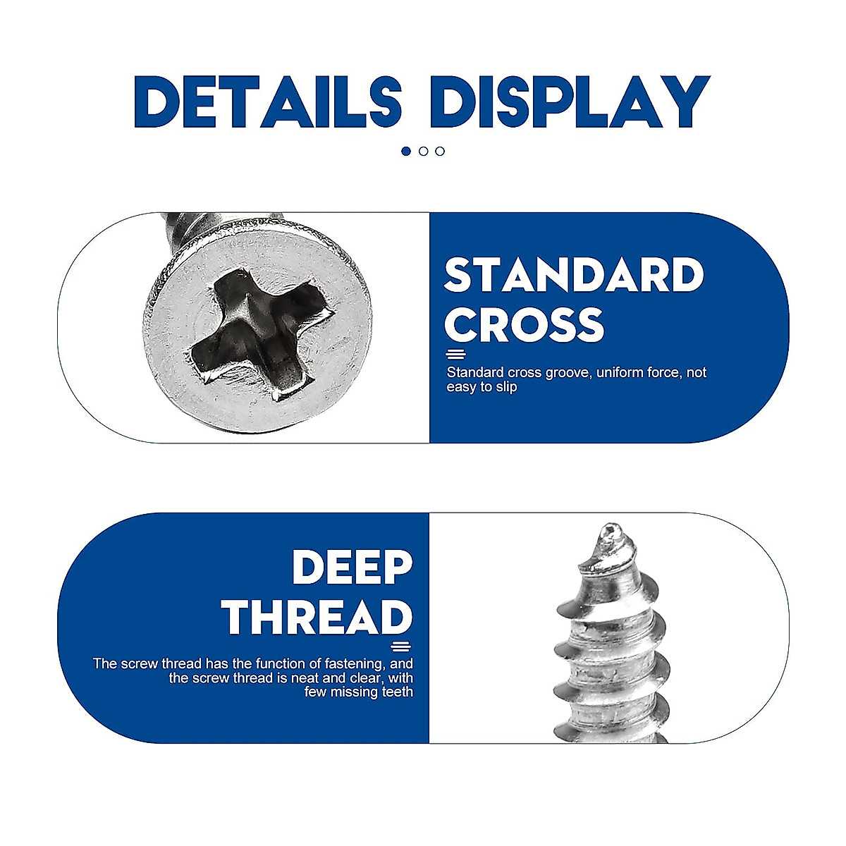 NINDEJIN Flat Head Self Tapping Screws Assortment Kit, 304 Stainless Steel Wood Screws, M3.5 Phillips Drive Self Tapping Screws, 240 pcs Self-Tapping Screws Set with 2 pcs Phillips Screw Bit (12-40mm)