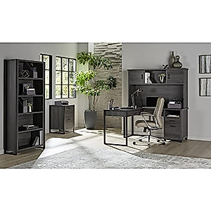 Realspace® DeJori 59"W L-Shape Corner Desk With Hutch, Charcoal
