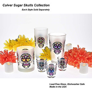 Culver Sugar Skulls Decorated Shot Glasses, 1.75-Ounce, Set of 4