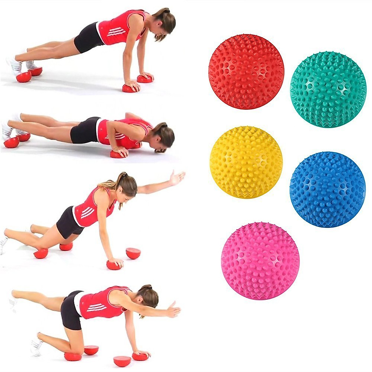 Vruping 1 Pcs Hedgehog Balance Pods, Pimples Pilates Ball, Yoga Half Ball, Half Spiky Fitness Domes Physical Fitness Massage Balls Motor Skills Yoga Gymnastics Exercise for Kids Adults(#4)