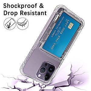 ZIYE for iPhone 14 Pro Max Case with Card Holder,for iPhone 14 Pro Max Wallet Case Store up 4 Credit Card Clear Case Anti-Scratch Shockproof Cover for iPhone 14 Pro Max 5G