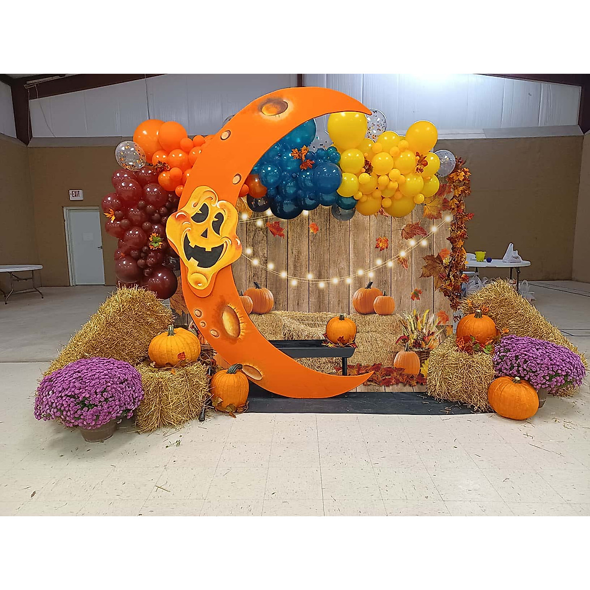 Fall Pumpkin Photography Backdrop 8x6FT Autumn Thanksgiving Harvest Hay Glitter Wooden Background Maple Sunflowers Newborn Baby Shower Banner Party Decorations Photo Booth Props