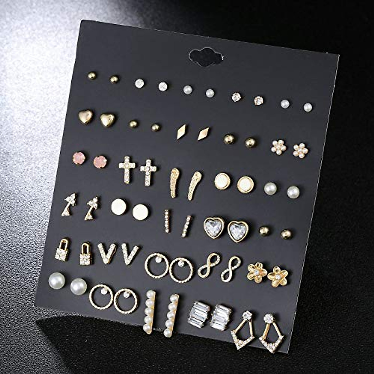 90 Pairs Earrings for Women Studs Set Assorted Earrings Stud Earrings Set Bow Ball Faux Pearl Earrings Set Simple Earring Set