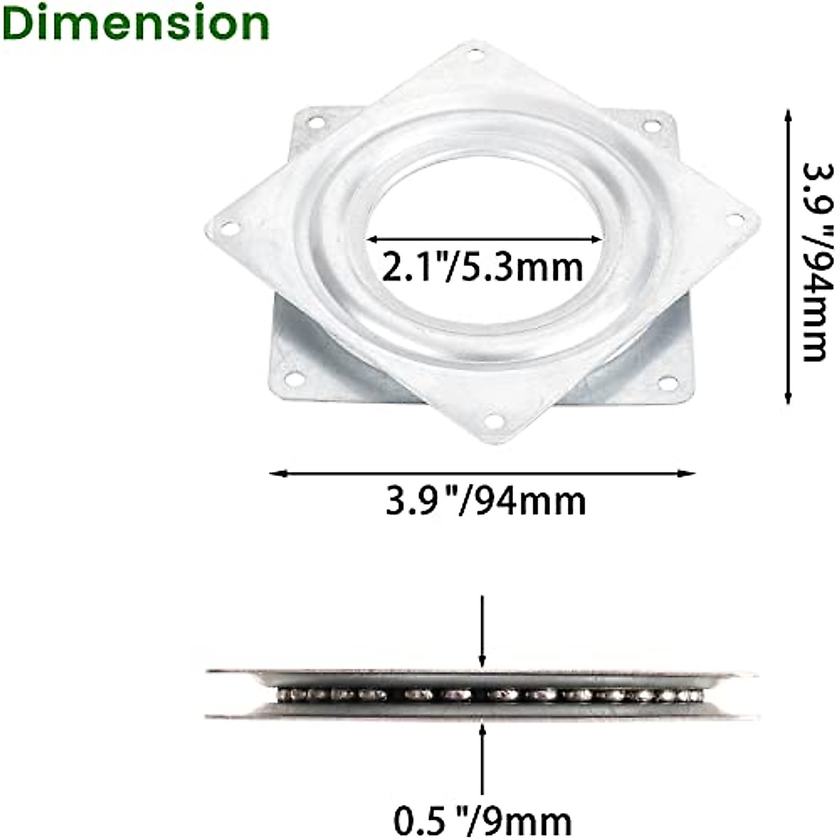 10Pcs 4-Inch Susan Turntable Bearings for Lazy Susans, Square Rotating Bearing Plates, Heavy-Duty Lazy Susan Hardware Swivel Plates, Perfect for Swivel Plates, Corner Cabinets, and Revolving Shelves
