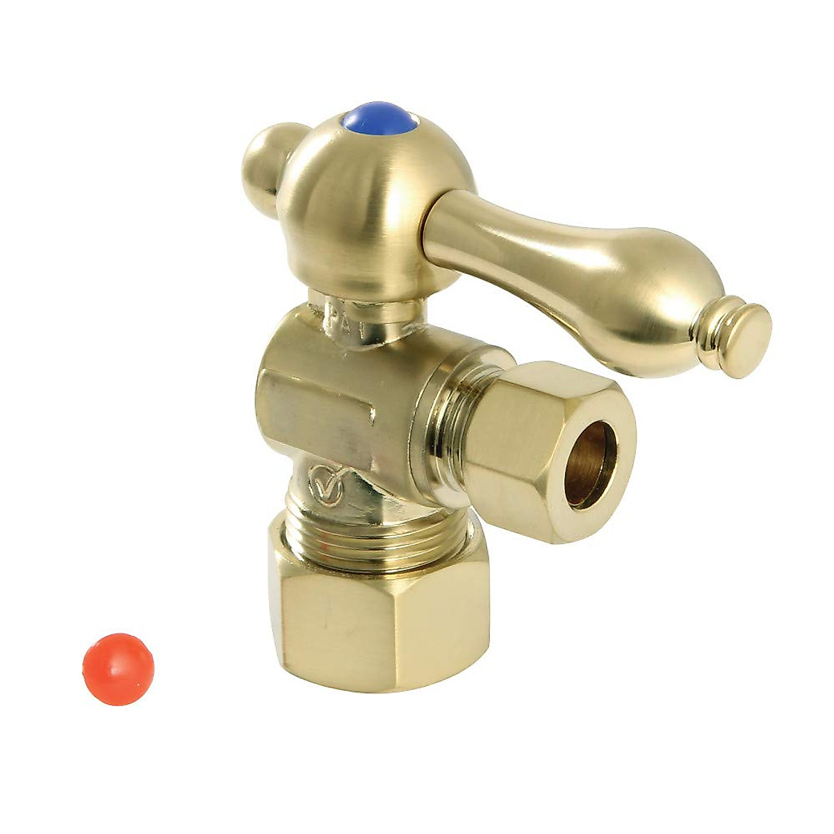 Kingston Brass CC53307 Vintage 5/8-Inch X 3/8-Inch OD Compression Quarter-Turn Angle Stop Valve, Brushed Brass