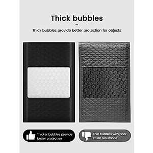 GSSUSA Black Bubble Mailers, 4x8" Inches, 50 Pack, Padded Poly Bubble Mailers, Packaging for Small Business, Shipping Envelopes, Packaging Bags, Padded Envelopes, Mailing Envelopes, Shipping Supplies