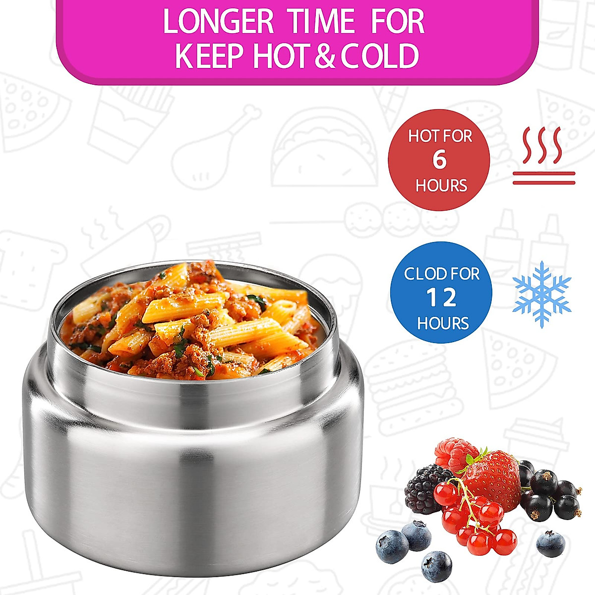 MAISON HUIS 8oz Soup Thermo Wide Mouth Vacuum Insulated Thermo Food Jar, Leak Proof Stainless Steel Food Thermo for Hot&Cold Food Kids Food Lunch Soup Container for School Travel(Purple)