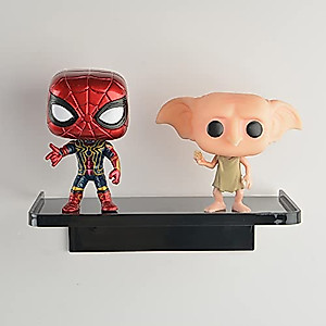 JDGOOMA Acrylic Floating Wall Shelves - Small Stick-on Wall Mounted Phone Shelf Holder Wipes Rack Smart Speaker Shelf for Bathroom,Kitchen,Toilet,Bedroom,Office - Black