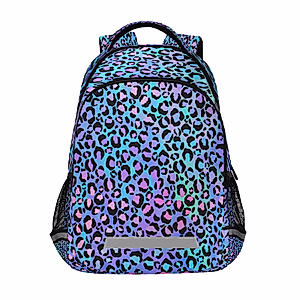 xigua Students Backpack Boy Girl School Bookbag,Fashion Color Leopard Print Waterproof 15In Laptop Backpack for Children Outdoor Camping Travel Daypack Casual Bags