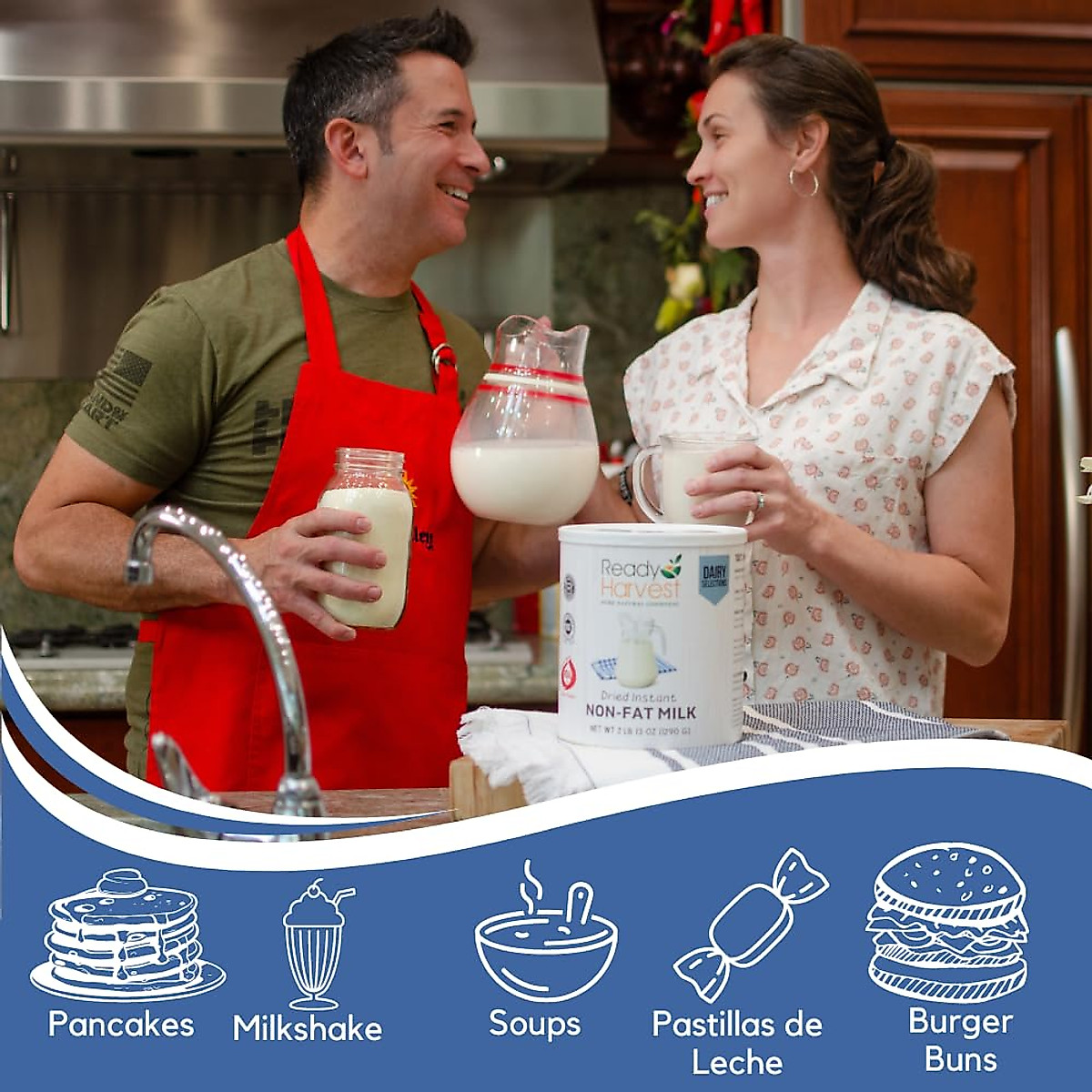 Ready Harvest Dried Instant Non-Fat Milk Powder | Dry Powdered Milk | Bug Out Bag Food | Survival Food Emergency Food Supply #10 Can 25-Year Shelf Life 2 lbs