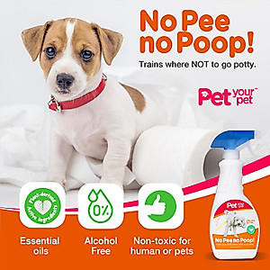 PET YOUR PET No Pee No Poop Dog Potty Training Spray, 16 Fl Oz – Non-Toxic Dog Spray to Prevent Peeing and Pooping – Natural No Marking Scent Spray - Stops Dogs Peeing Indoors/Outdoors
