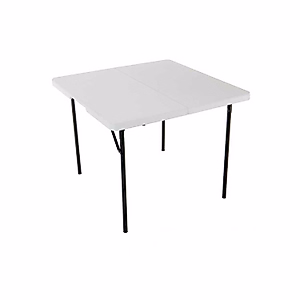 Lifetime 280228 37-Inch Square Fold-in-Half Table White Granite Top with Gray Frame