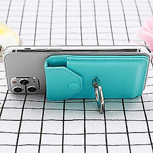 YUNCE Cell Phone Card Holder RFID Ring Stand Stick on Wallet Card Holder for Back of Phone for iPhone Android and All Smartphones Adhesive Credit Card Holder for Cell Phone-Green