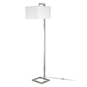 Grayson 68" Tall Floor Lamp with Fabric Shade in Polished Nickel/White