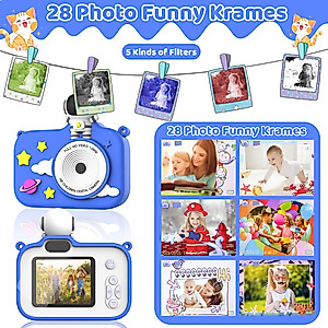Kids Camera Toys for 3-8 Year Girls Boys, Kids Digital Camera Video Camcorder Camera with Cartoon Soft Silicone Cover, 32G SD Card Included, Kids Christmas Birthday Gifts for Girls