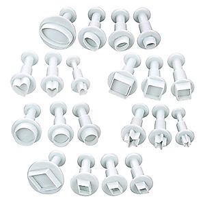 OGORI 20pcs Mini Fondant Cutters Cookie Cutters Sugarcraft Cake Decorating Tools, Square/Round/Heart/Oval/Five-Pointed Star/Diamond
