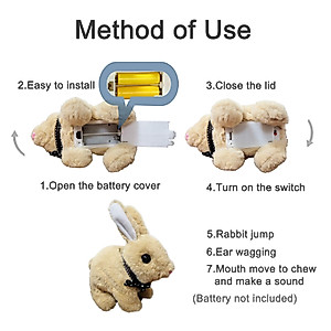 Suniauntie Interactive Bunny Rabbit Stuffed Animal, Easter Gift for Kids, Electric Plush Toy with Sound & Movements, Play House Set