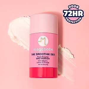 Megababe Daily Deodorant - The Smoothie Deo with Coconut & Fruit Enzymes | 72 hour Odor Protection | Aluminum-Free, All Natural | Free from Parabens, Sulfates & Phthalates | 2.6 oz