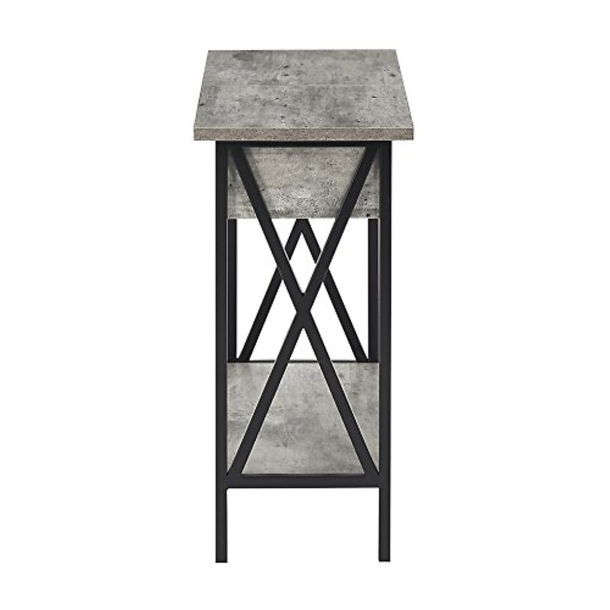 Convenience Concepts Tucson Flip Top End Table with Charging Station and Shelf, Faux Birch