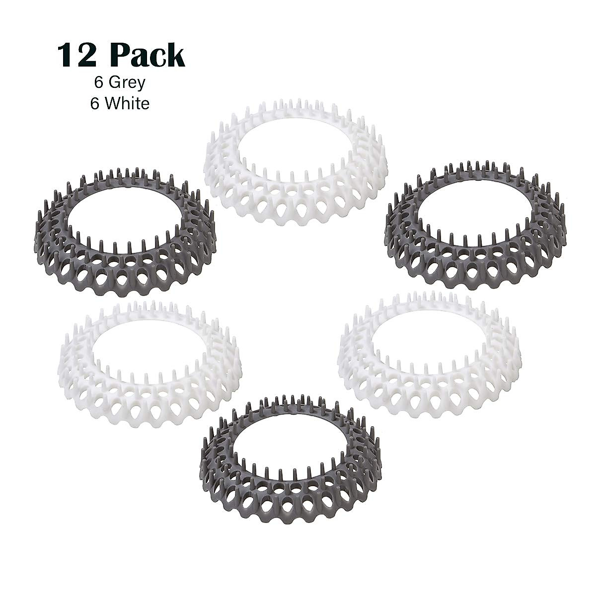 Evriholder Vanity Sink Savers, Drain Cover Hair Catcher for Bathroom, Gray and White, 12 Pack