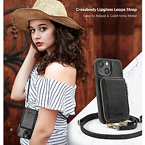 MOTIVE for iPhone 14 Wallet Case, Designed in New York, Crossbody Phone Case for Apple iPhone 14, Zipper Purse Case Wallet with RFID Blocking Card Holder | 6.1" Color Black - Fancy Series