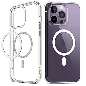 VEGO Case for iPhone 14 Pro Max 5G 2022, Magnetic Case with Built-in Strong Magnets, [Yellow Resistant] Clear Slim Soft TPU Shockproof Case for iPhone 14 Pro Max 6.7" - Clear
