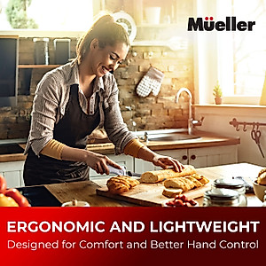 Mueller Ultra-Carver Electric Knife for Carving Meats, Poultry, Bread, Crafting Foam. Stainless Steel Blades, Powerful Motor, Ergonomic Handle, One-Touch On/Off Button, Serving Fork Included, White