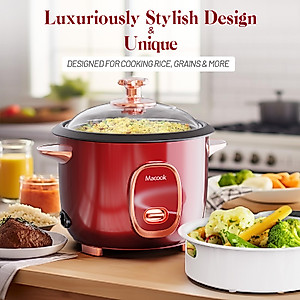 Macook Mini Rice Cooker Small Rice Cooker 3 Cup, Portable Travel Rice Cooker, Auto Keep Warm