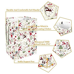 Inhomer Christmas Background Large Laundry Hamper Waterproof Collapsible Clothes Hamper Basket for Clothing Toy Organizer, Home Decor for Bedroom Bathroom