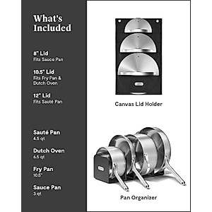 Caraway Stainless Steel Cookware Set (4 Piece) - 5-Ply Stainless Steel Pots & Pans - Includes Fry Pan, Sauce Pan, Sauté Pan, Dutch Oven, & Storage - Non Toxic, PTFE & PFOA Free