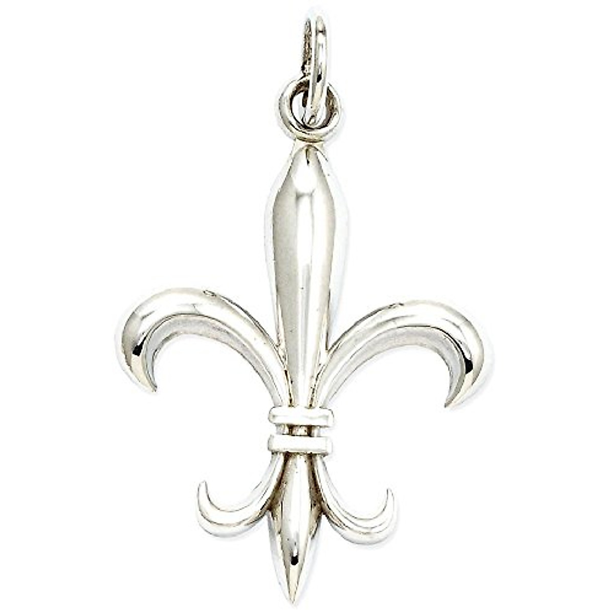 IceCarats 14K White Gold French Fleur De Lis Lily Flower Necklace Religious Pendant Saint Charm 30mm x 15mm Only