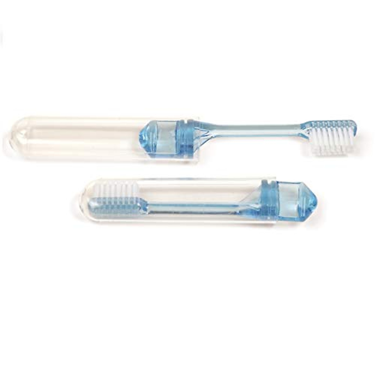 FRESHMINT 100 Pack 2-Piece Travel Toothbrush, Individually Wrapped in Poly Bag to Avoid tampering, Collapsible Toothbrush, Easy to Grip, Soft Nylon Bristles