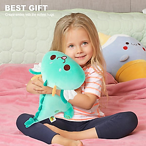 Onsoyours Chubby Dragon Stuffed Animal Adorable Plushies Soft Huggable Plush Pillow Kawaii Cute Dragon Plushie Toy for Kids (Cyan Dragon, 10")